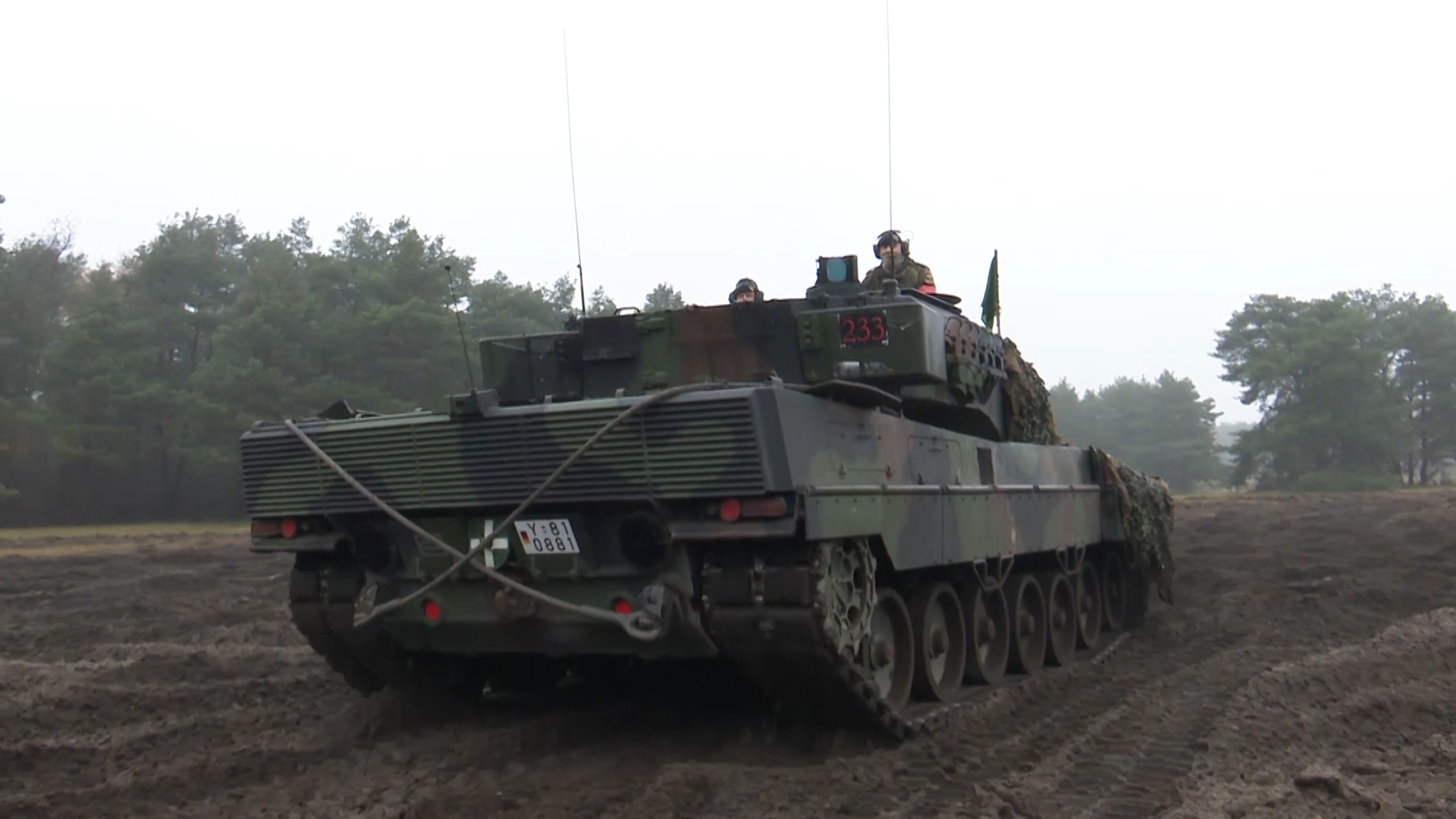 German Leopard 2 Tanks Practise Live-Firing At Sennelager