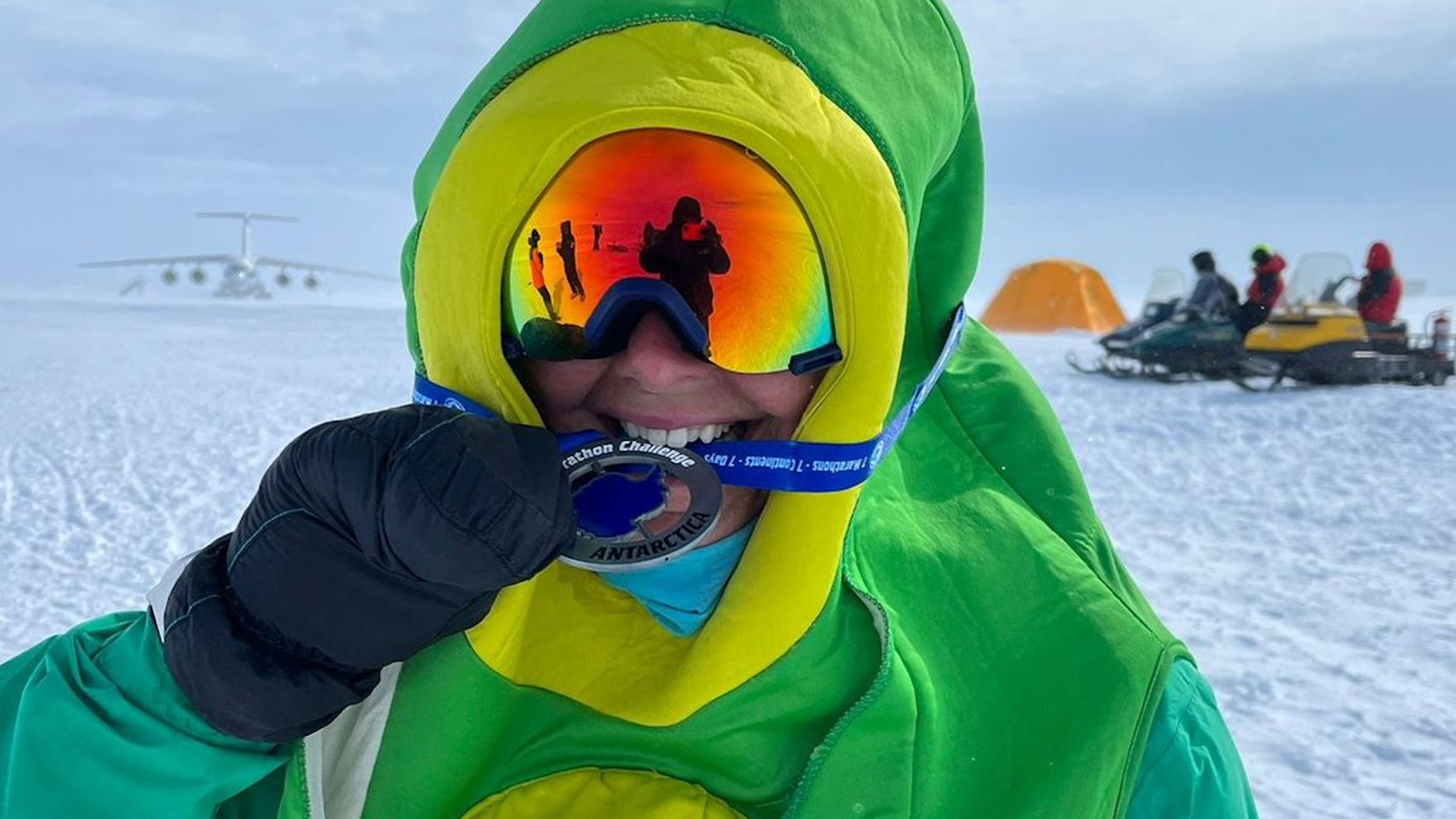 Army veteran Sally Orange completes world's highest marathon dressed as ...