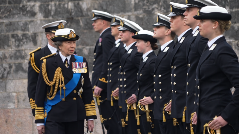 Princess Anne takes salute as 155 future Royal Navy leaders pass out at ...