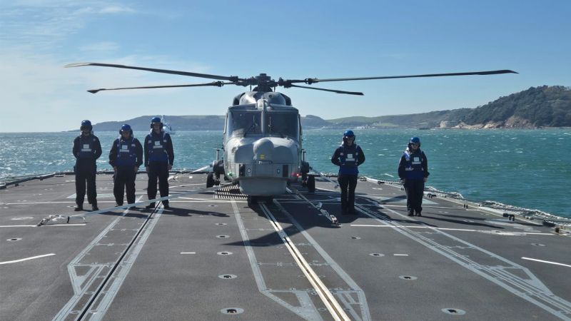 HMS Sutherland welcomes back Wildcat for first time after four-year revamp