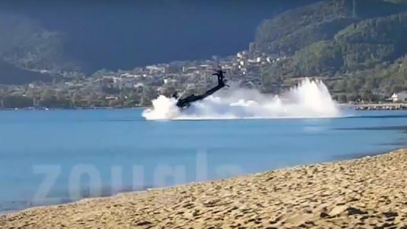 Watch: Apache Crashes Into Sea