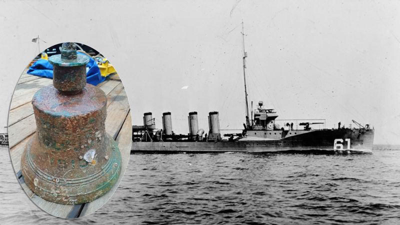 British divers recover historic bell from wreck of first US Navy destroyer sunk by enemy