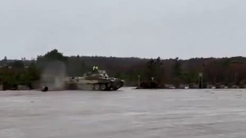 Challenger 2 Driver Training Tank caught on film crashing into barrier ...