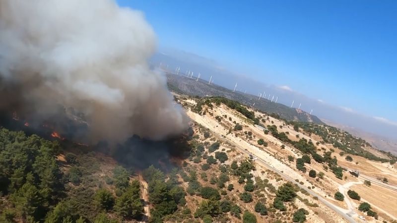 RAF Helicopters Tackle Large Fires In Cyprus