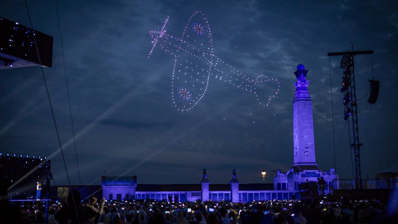 In pictures: Dazzling drone display tells the story of D-Day in the sky ...