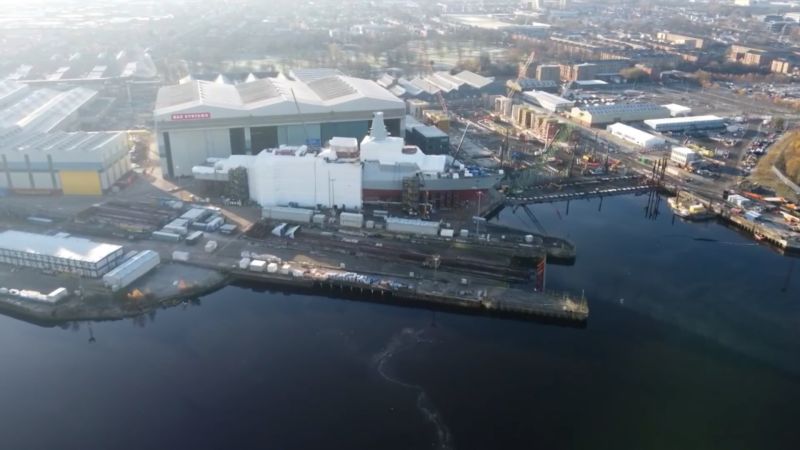 Watch: Drone footage shows construction progress of HMS Cardiff
