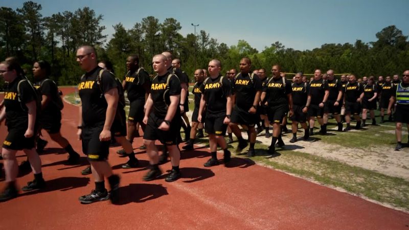Recruits take part in drill training at the 'soldier factory ...