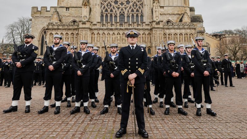 HMS Defender crew take part in Freedom of the City parade through Exeter