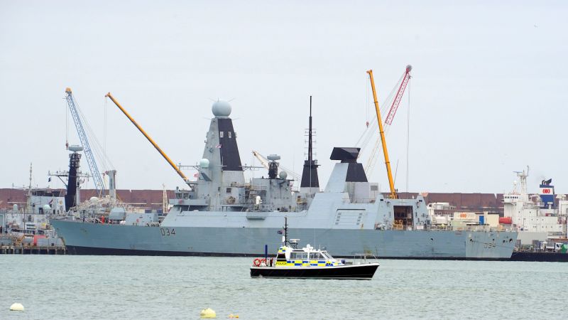 HMS Diamond receiving repair before deployment with NATO allies