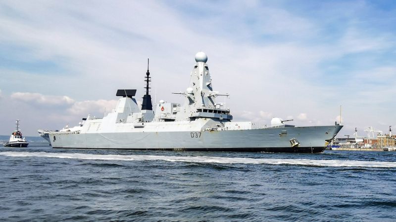 Type 45 destroyer HMS Duncan leaves Portsmouth after undergoing refit