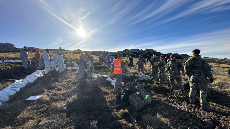Falklands white stone honour for HMS Leeds Castle visible from space