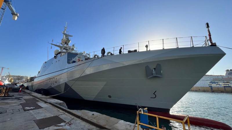 HMS Trent readies to return to ops after Malta overhaul and dazzle camo ...