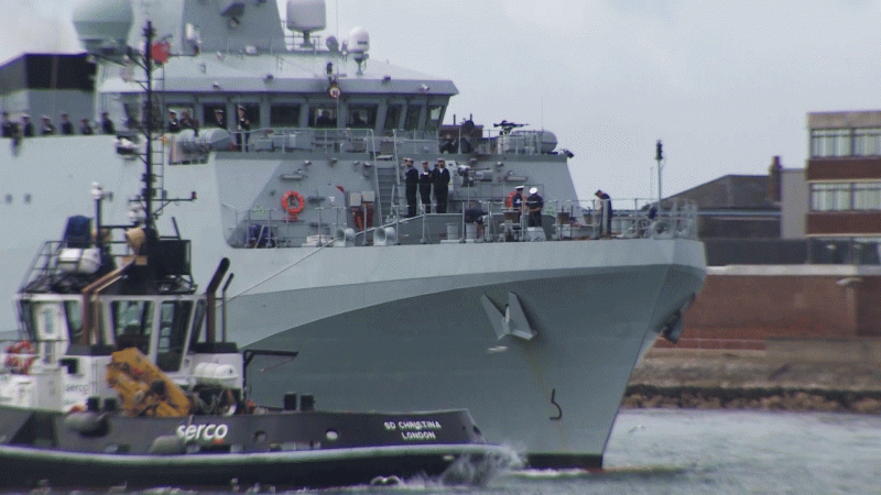 Royal Navy's HMS Medway Makes Maiden Voyage Into Portsmouth