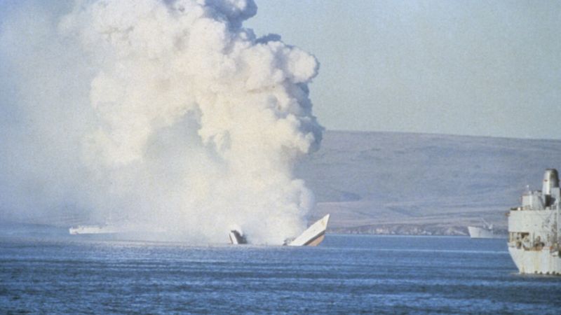 'Majestically awful sight': Loss of HMS Antelope in Falklands conflict