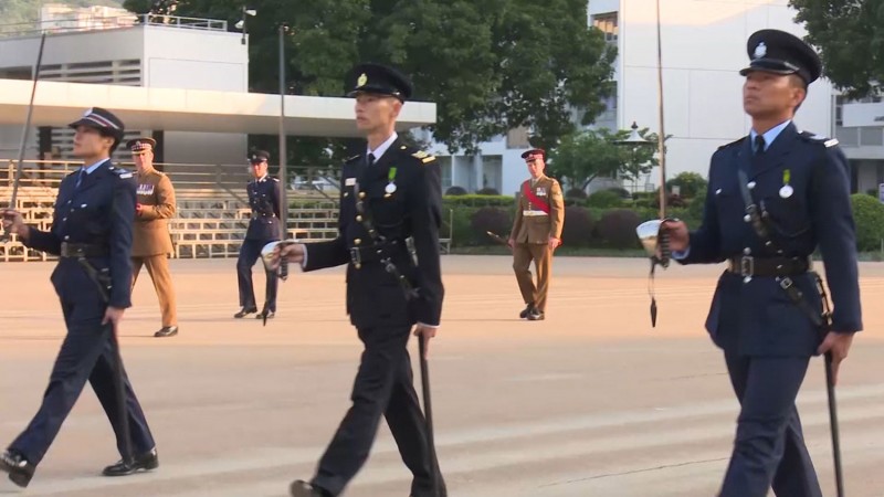 Hong Kong Police Pass Out Of British Army Parade Training