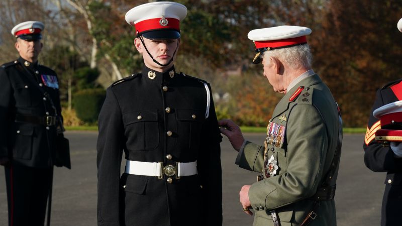 King presents Royal Marines Commando with King's Badge for first time ...
