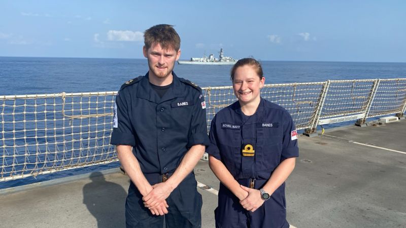 Family reunion for Royal Navy serving siblings both deployed to the ...
