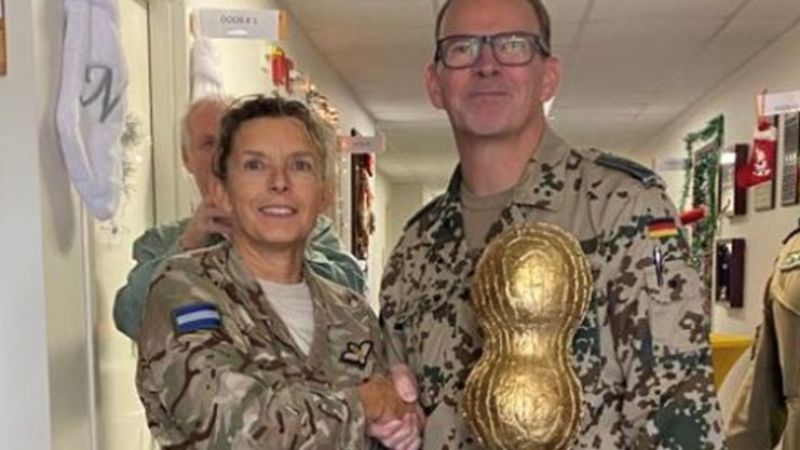 How a giant golden peanut helps British soldiers in the US celebrate ...