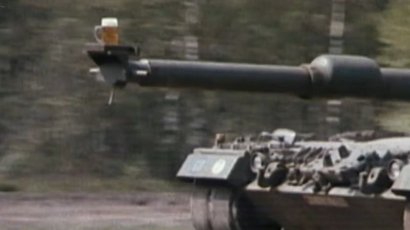 When a Leopard 2 tank perfectly balanced a beer on its gun without ...