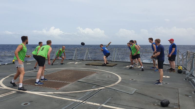 Fun On The Flight Deck: Sailors Play Swedish Longball On Board HMS Richmond