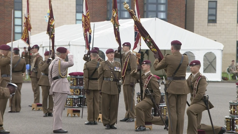 Prince Charles presents Parachute Regiment with new colours in Colchester