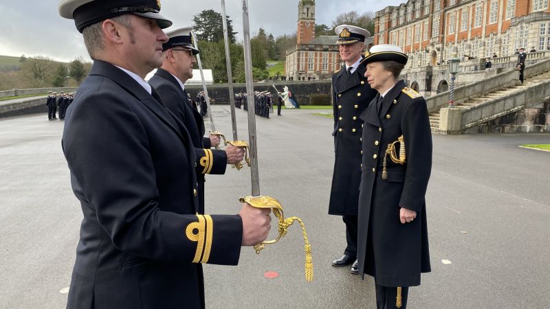 Princess Anne Attends Navy Passing Out Parade At Dartmouth