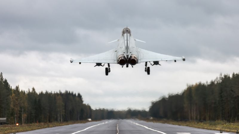 RAF Typhoons land and take off from remote road in Finland for first time