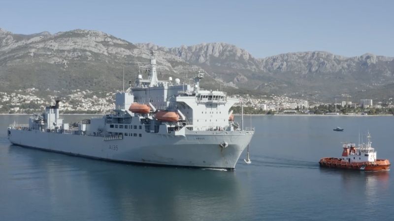 RFA Mounts Bay and RFA Argus arrive in Montenegro
