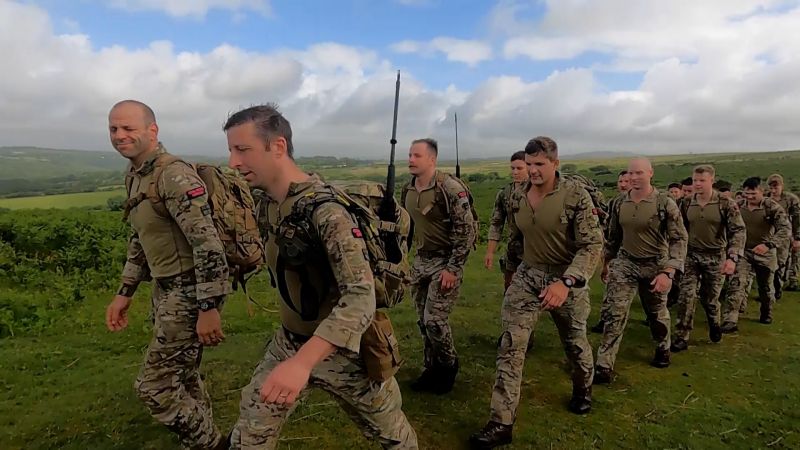 Royal Marines yomp across Dartmoor to mark Falklands anniversary