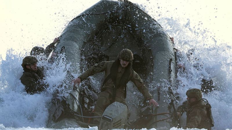 Commandos conquer Cornwall's waves as they practise beach landing drills