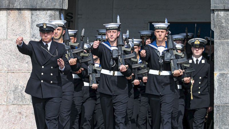 Royal Navy Sailors And Officers Pass Out Side-By-Side For First Time