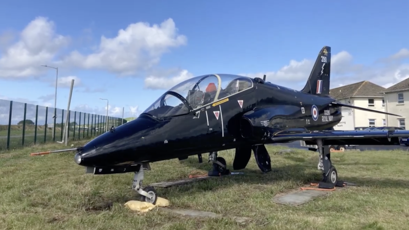 Royal Navy Hawk jet's wheels turn one last time before becoming a gate ...