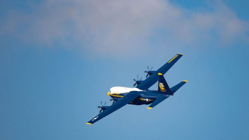 Former RAF Transport Aircraft Leaves UK To Join Blue Angels